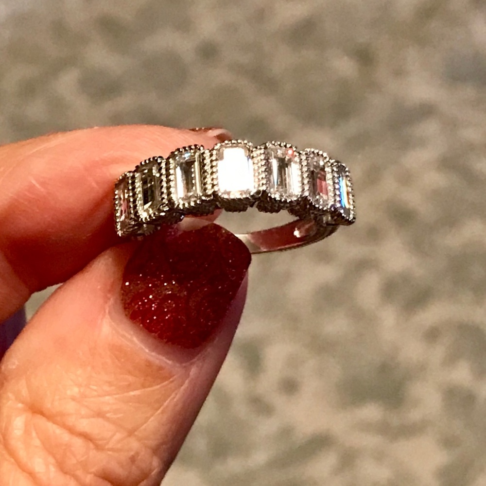 Judith Ripka 7 Emerald Cut Diamonique Stone Ring - Gem